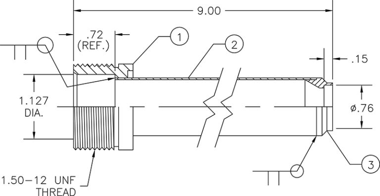 Female Bayonet Assembly 1/2-inch Size, 9-inch Thermal Length